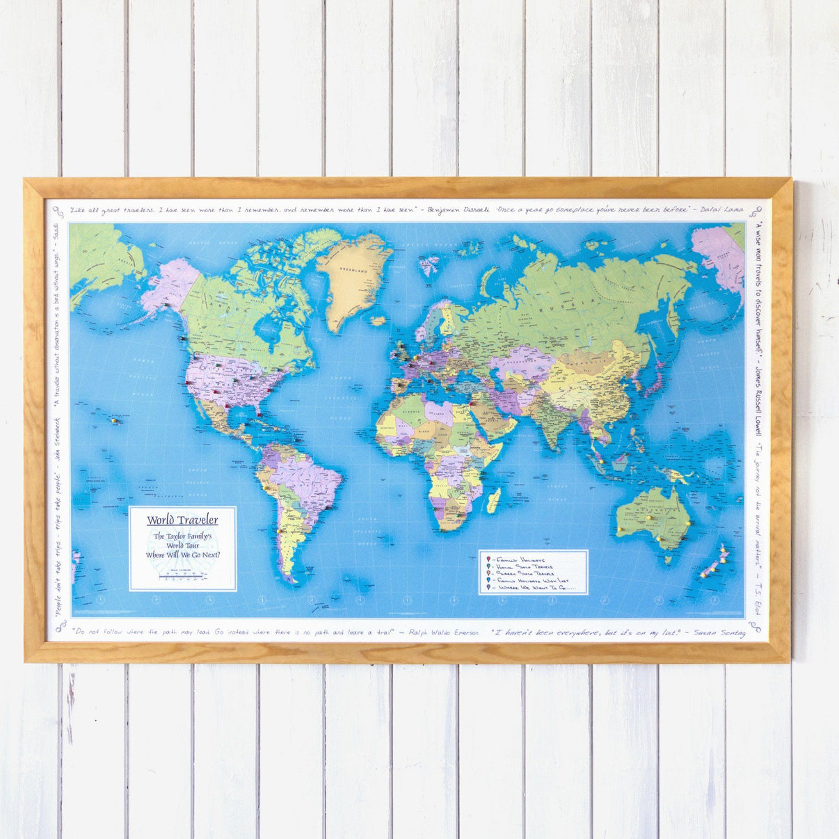 Personalized World Traveler Map with Pins to chart your adventures ...