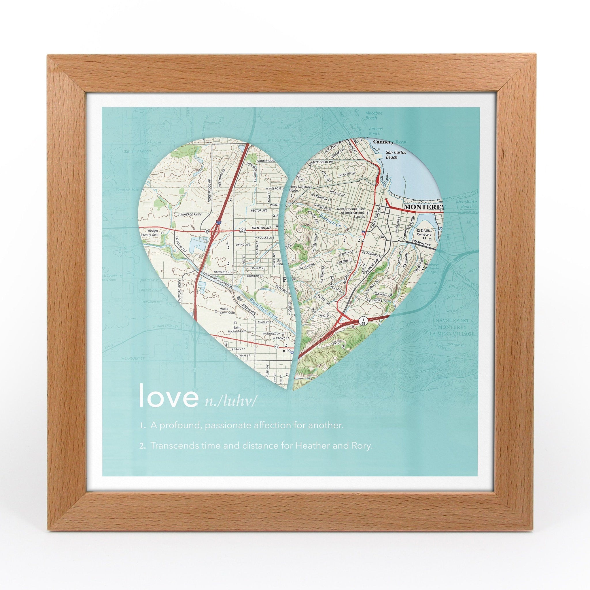 Joined Map Heart – Personalized Dictionary Definition Map Art - Love ...